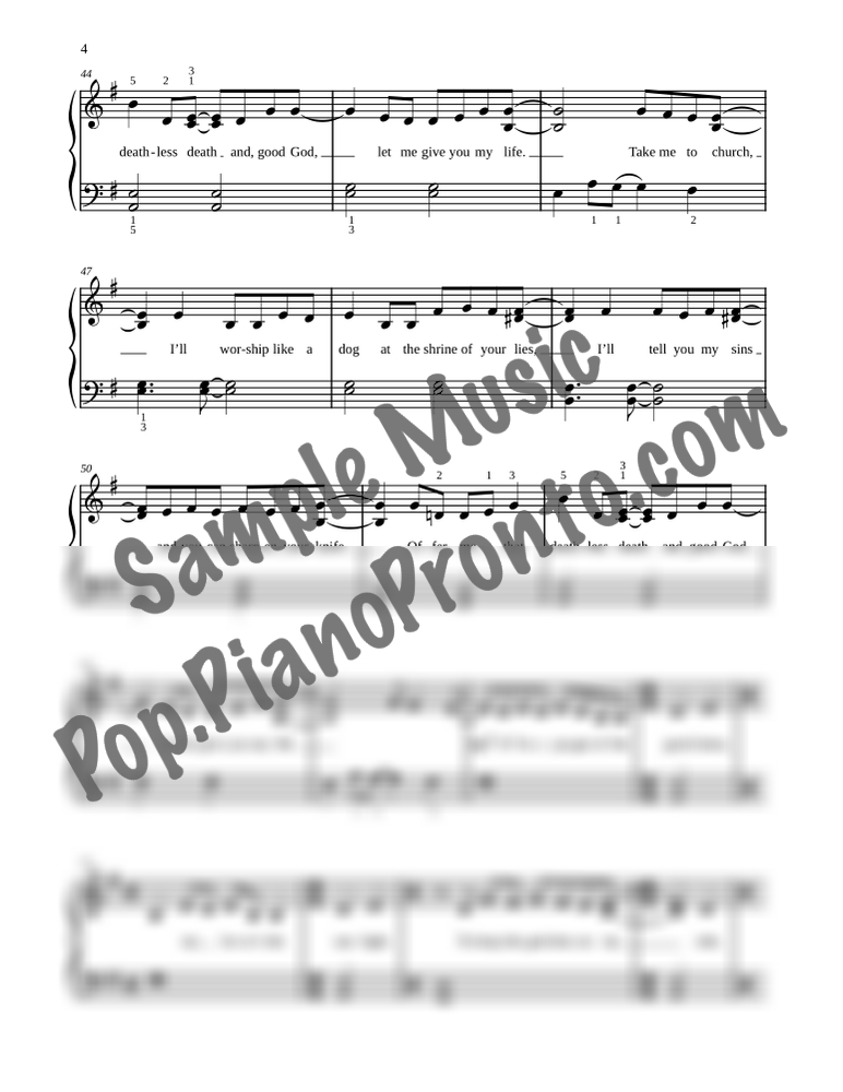 Take me To Church (Easy Piano) By Hozier - F.M. Sheet Music - Pop Arrangements by Jennifer Eklund